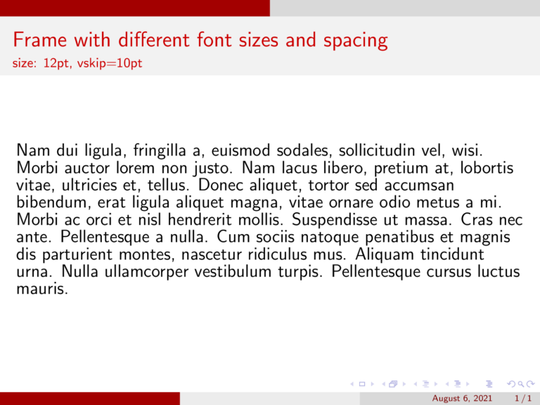 How To Change The Font Size On A Given Frame LaTeX Beamer