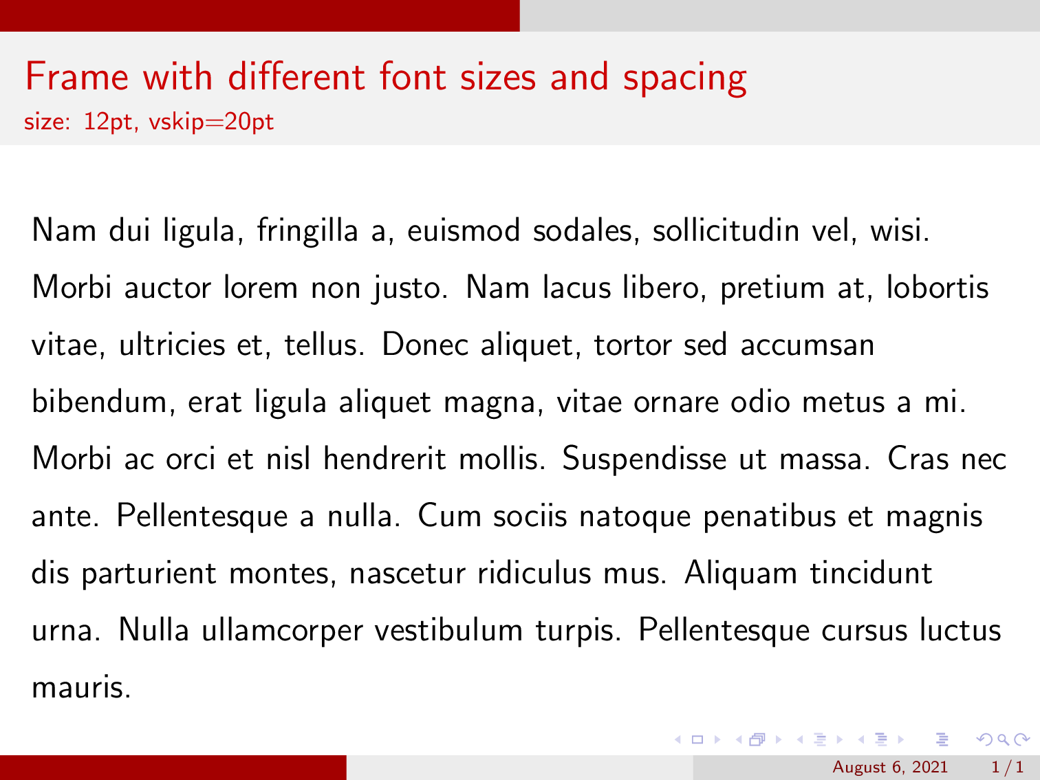 How To Change The Font Size On A Given Frame LaTeX Beamer
