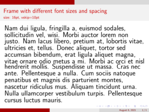 How to change the font size on a given frame - LaTeX Beamer