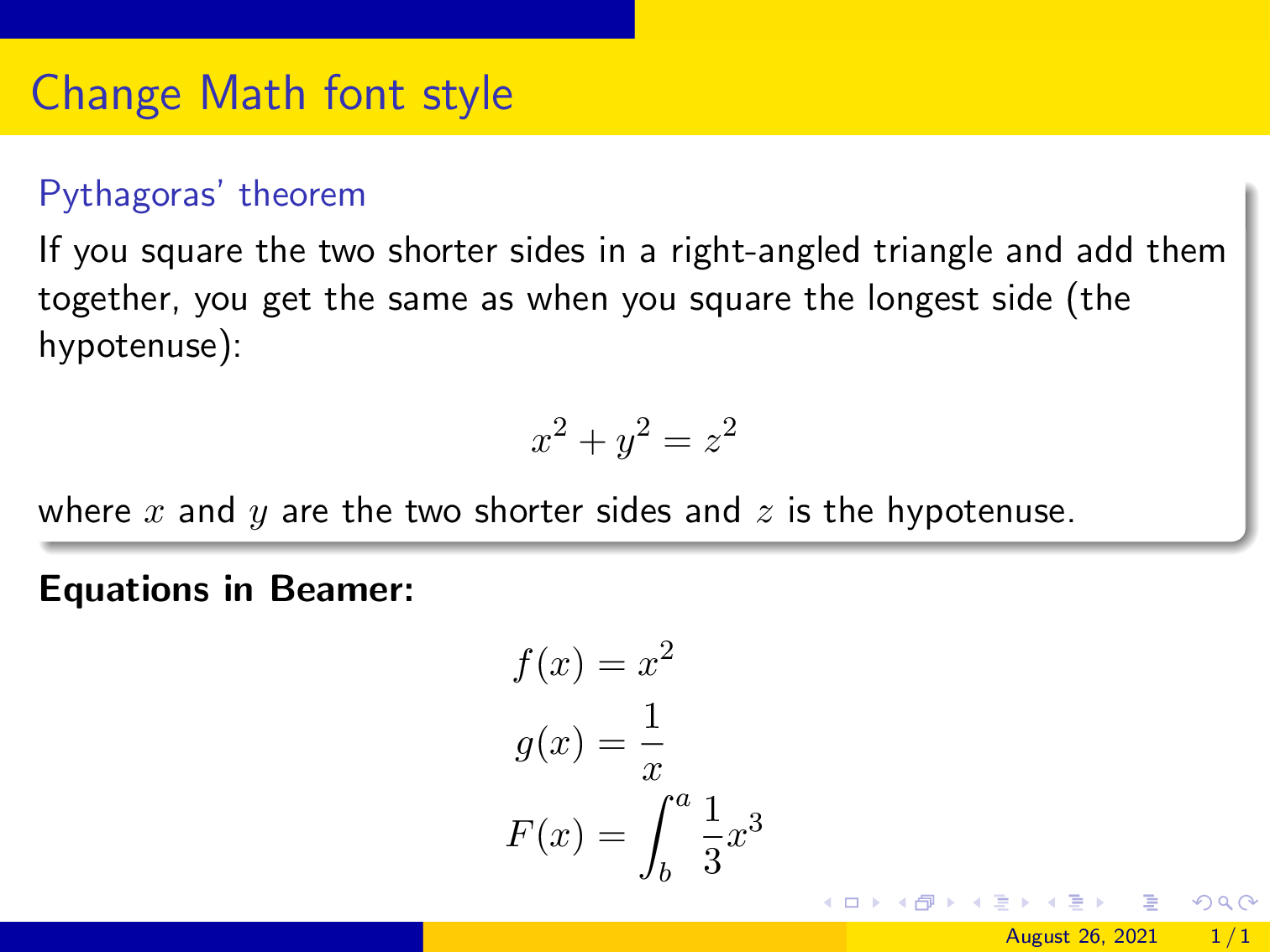 Change Math Font Style In Beamer LaTeX Beamer